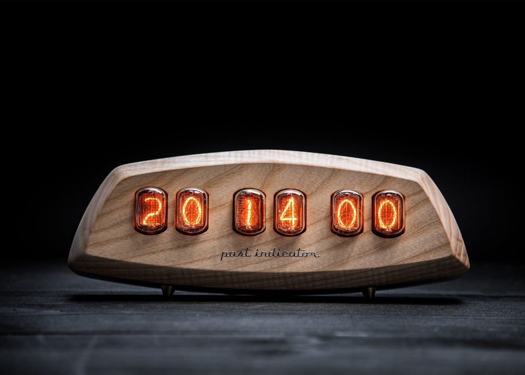 Nixie Tube Clock With Wood and IN 12 Bulbs | Retro Table Office Clock ...