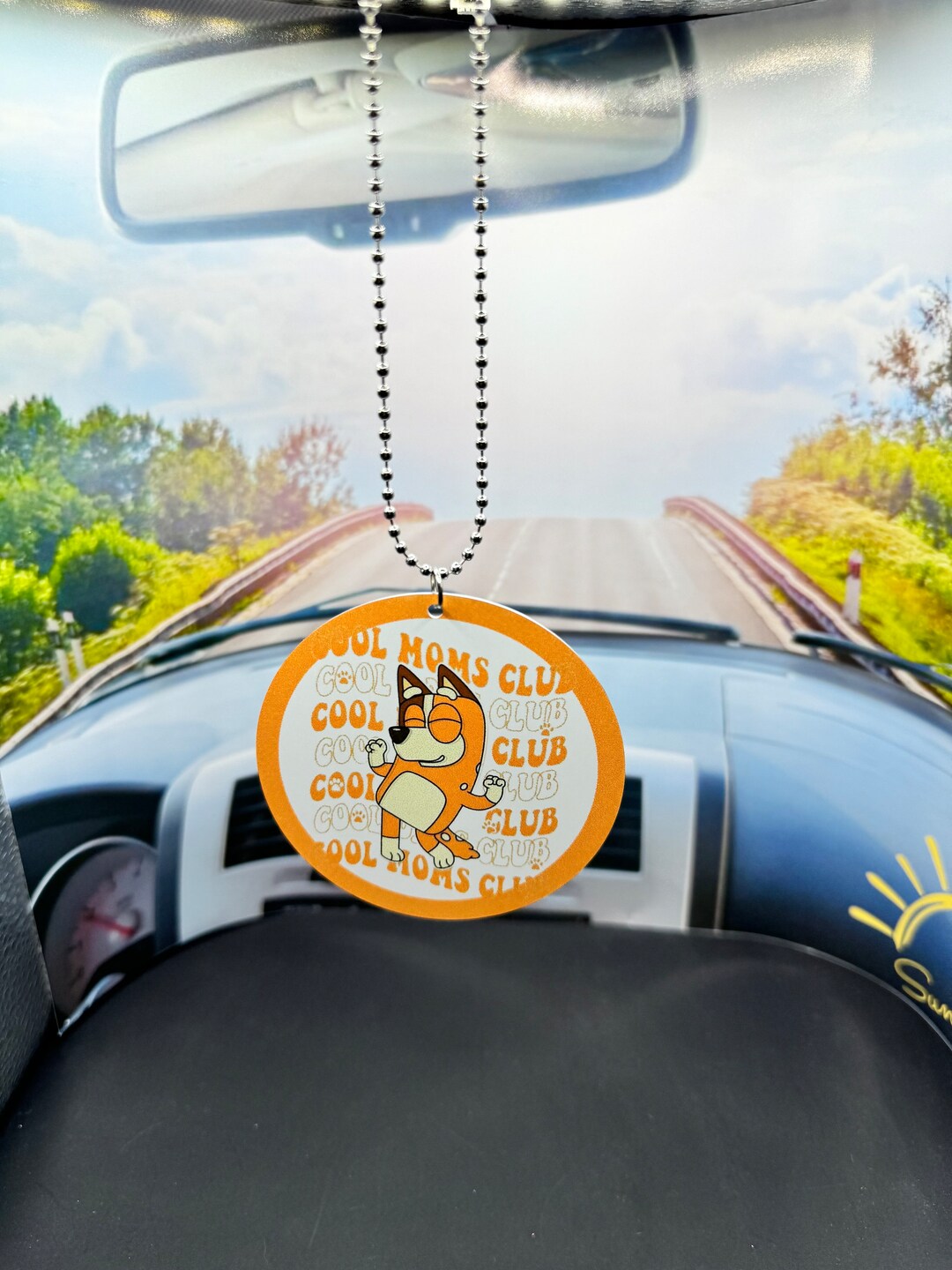 Bluey, Mama, Cool Moms Club Rear View Mirror Charm, Car Accessory - Etsy
