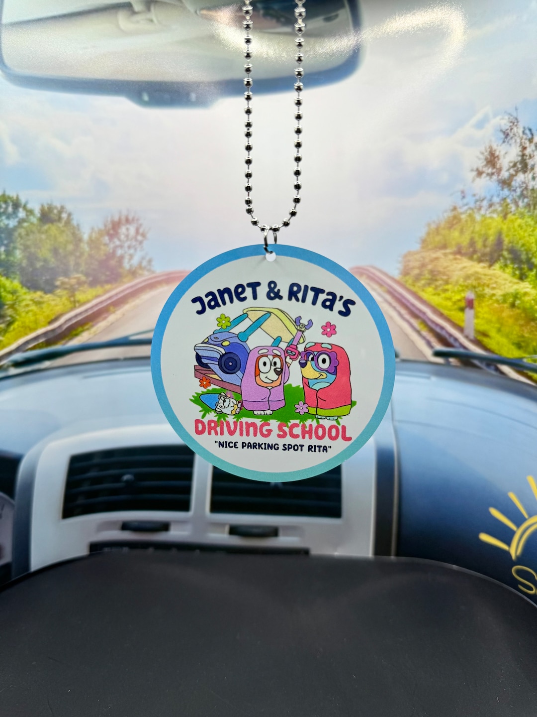 Bluey, Janet and Rita’s Driving School Rear View Mirror Charm, Car ...