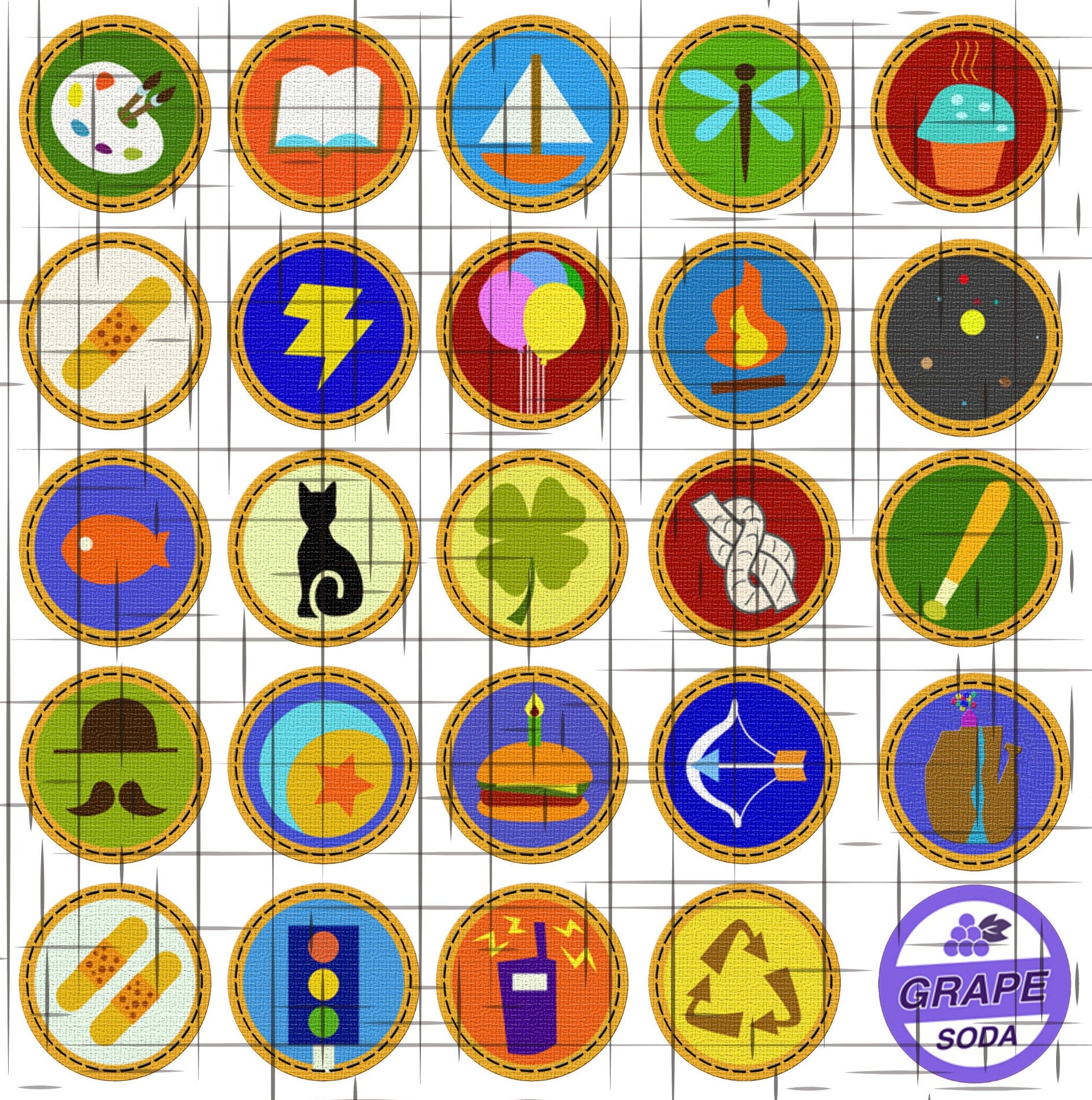 Wilderness Explorer Badges: 50, 2 Inch Badges on 2 Pages, PNG Digital ...