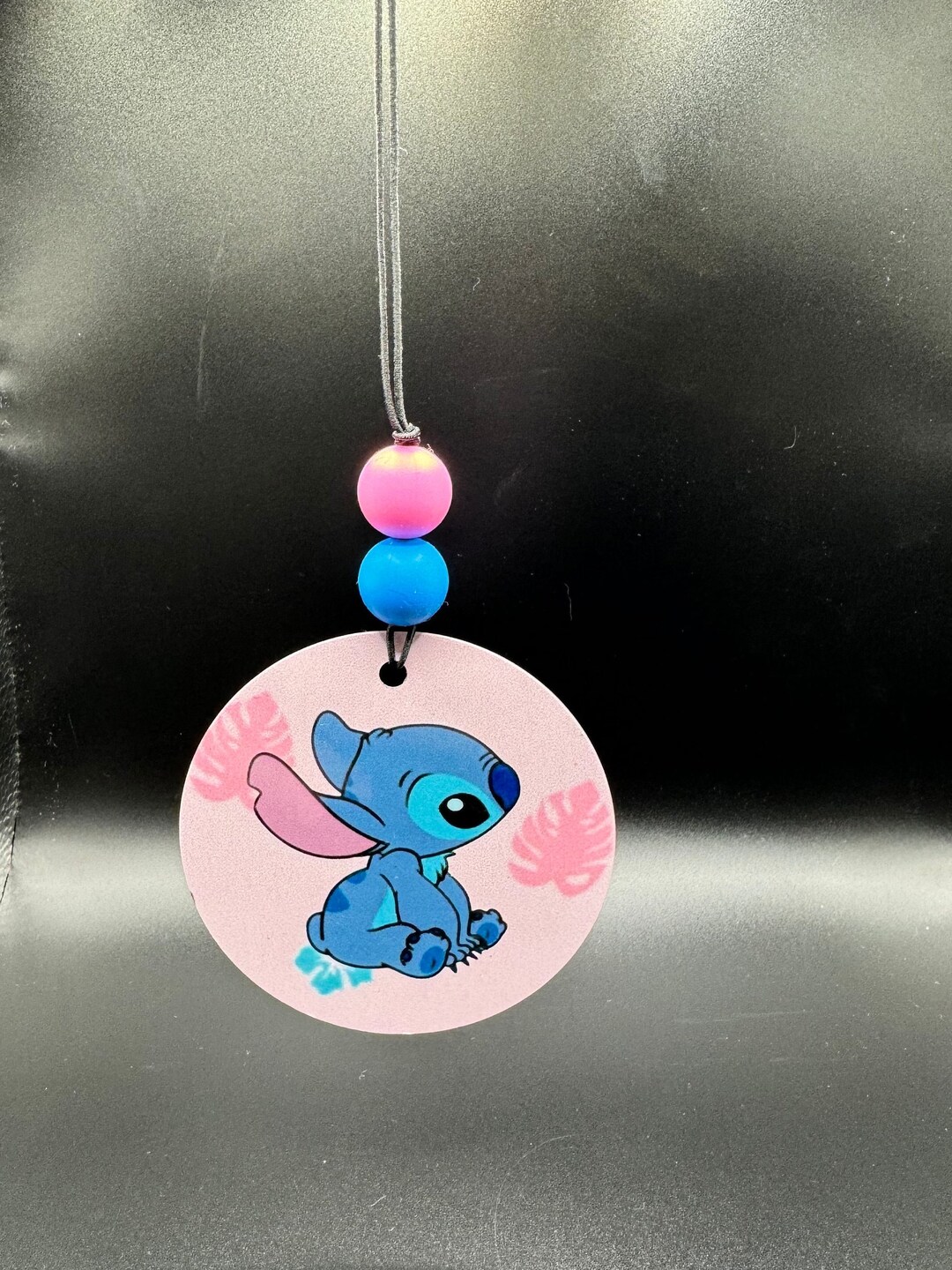 Stitch and Angel Pink, Rear View Mirror Charm, Car Accessory - Etsy