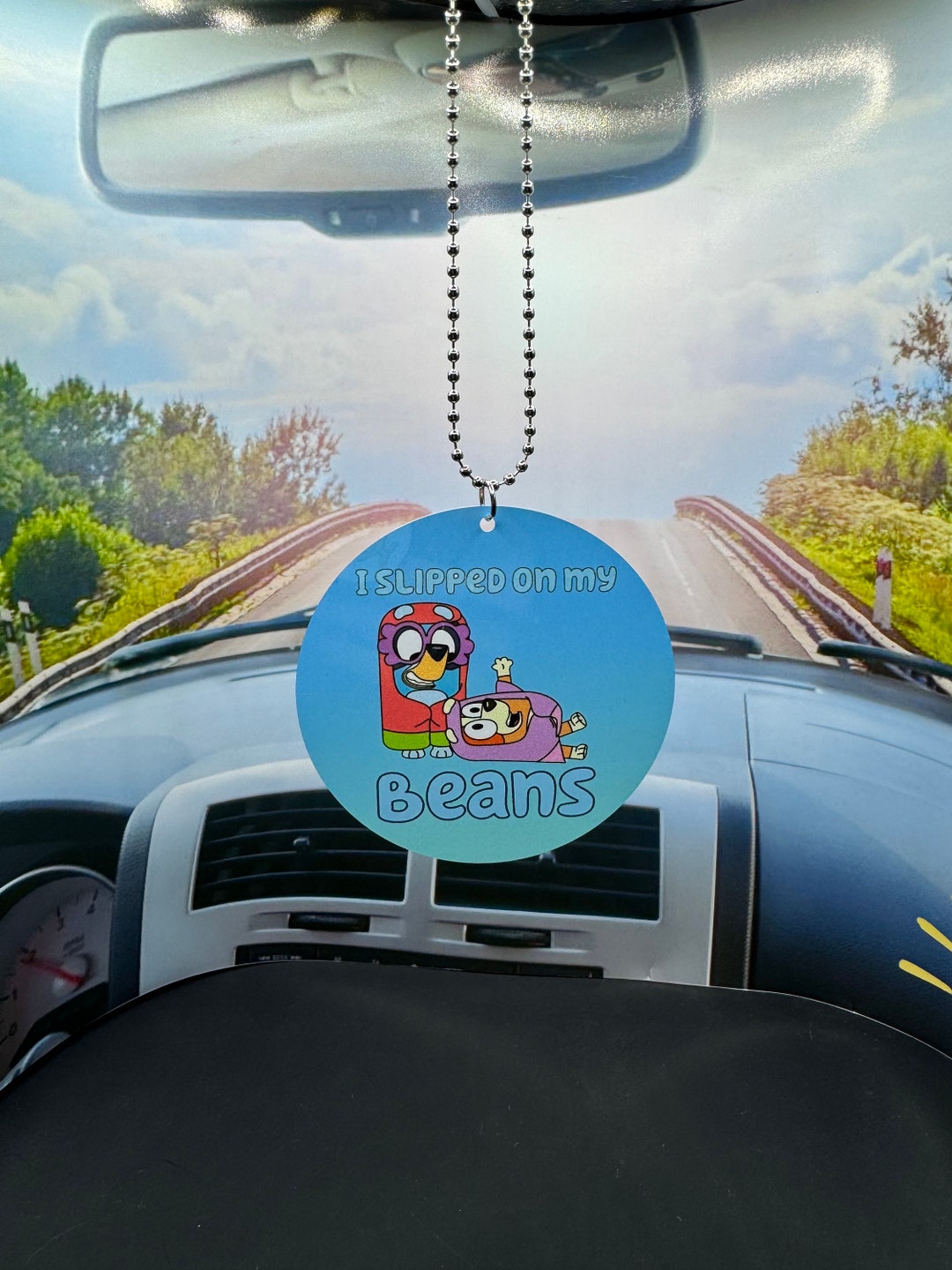 Bluey, I Slipped on My Beans, Rear View Mirror Charm, Car Accessory - Etsy