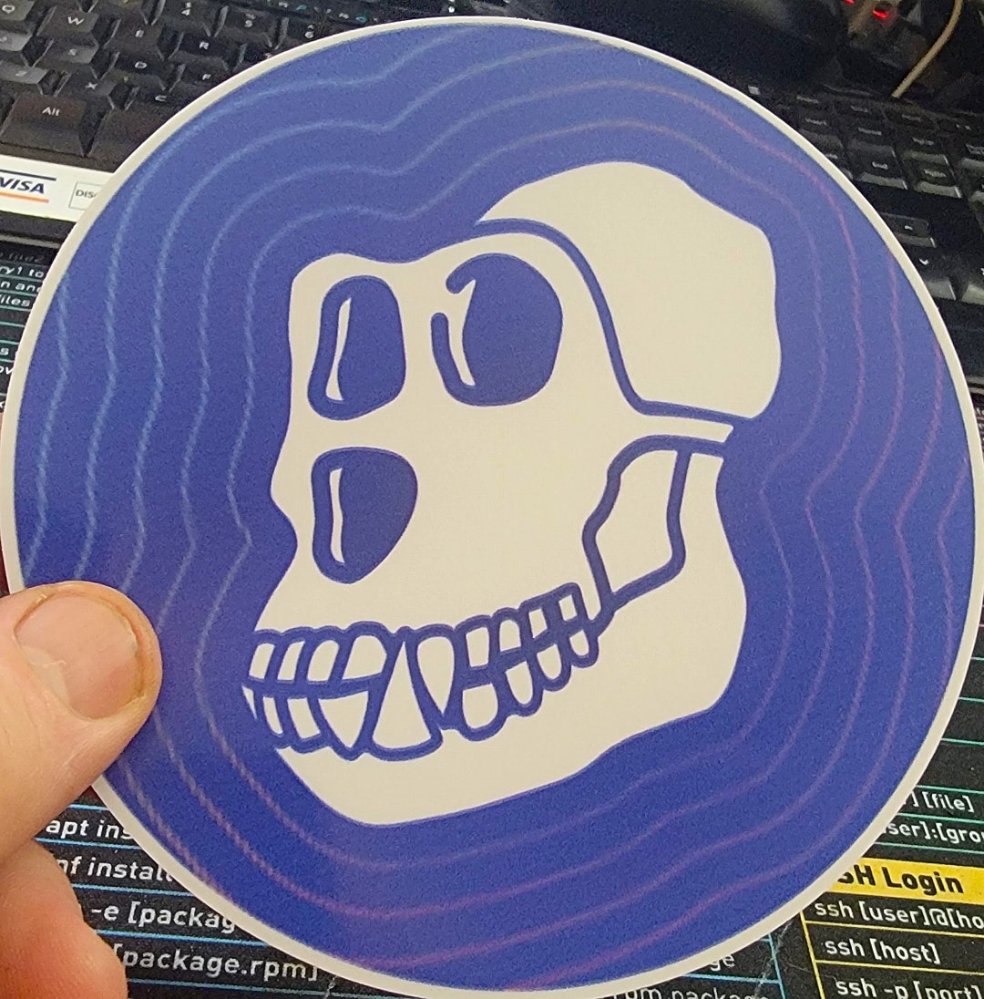 Ape Coin Crypto Logo Stickers Durable Laminated Vinyl Crypto Stickers ...