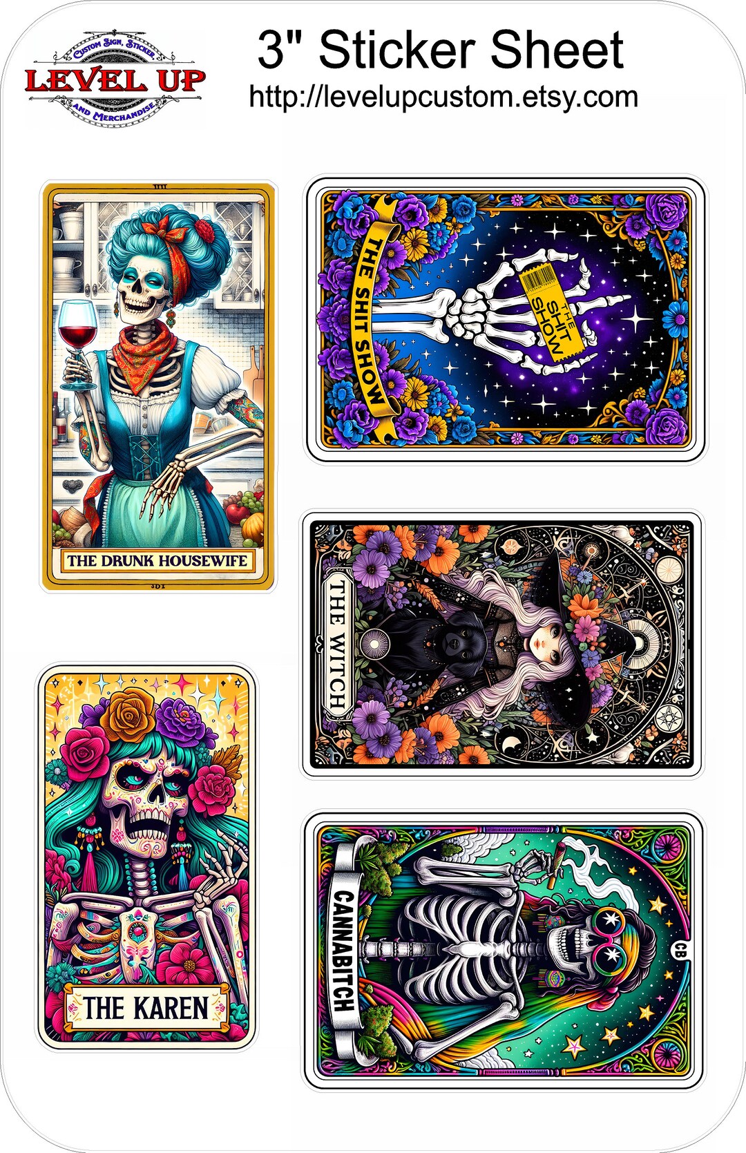 Tarot Card Sticker Sheets Unique Tarot-themed Collection 2 or 3 ...