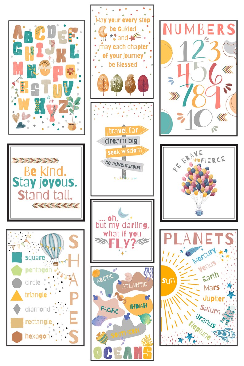 Montessori Classroom Art Set of 10-educational Posters,montessori ...