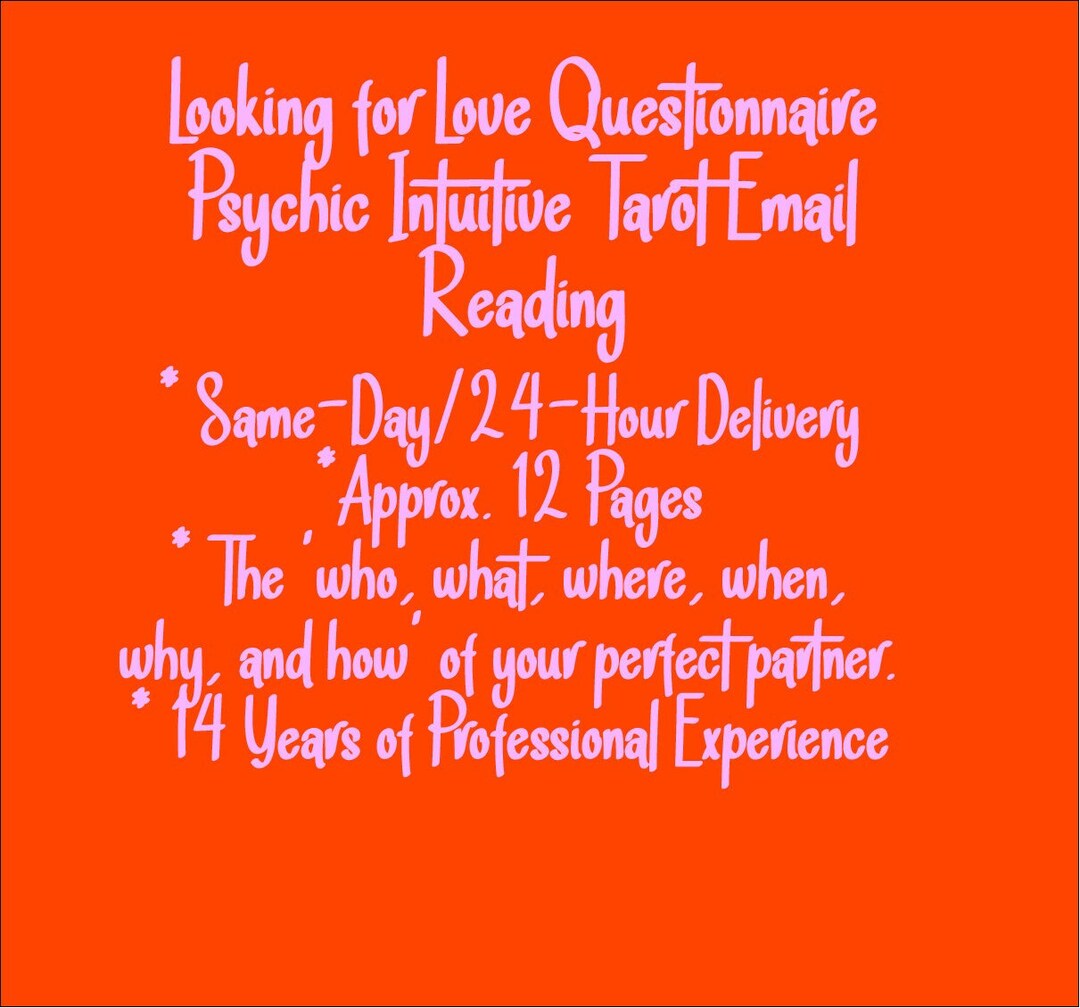 SAME-DAY Looking for Love Questionnaire Psychic Intuitive Tarot Email ...