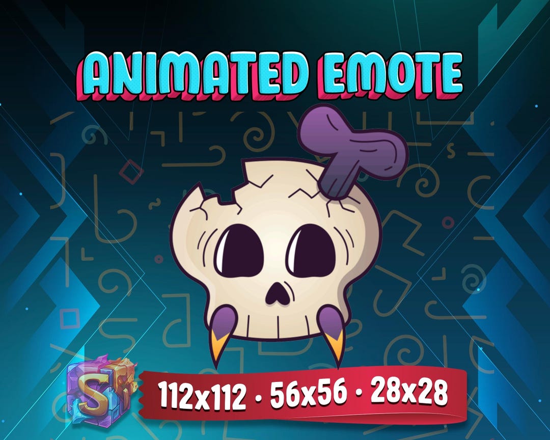 Animated Halloween Bone Skull Emote, Twitch Streamer Emote, Ready to ...