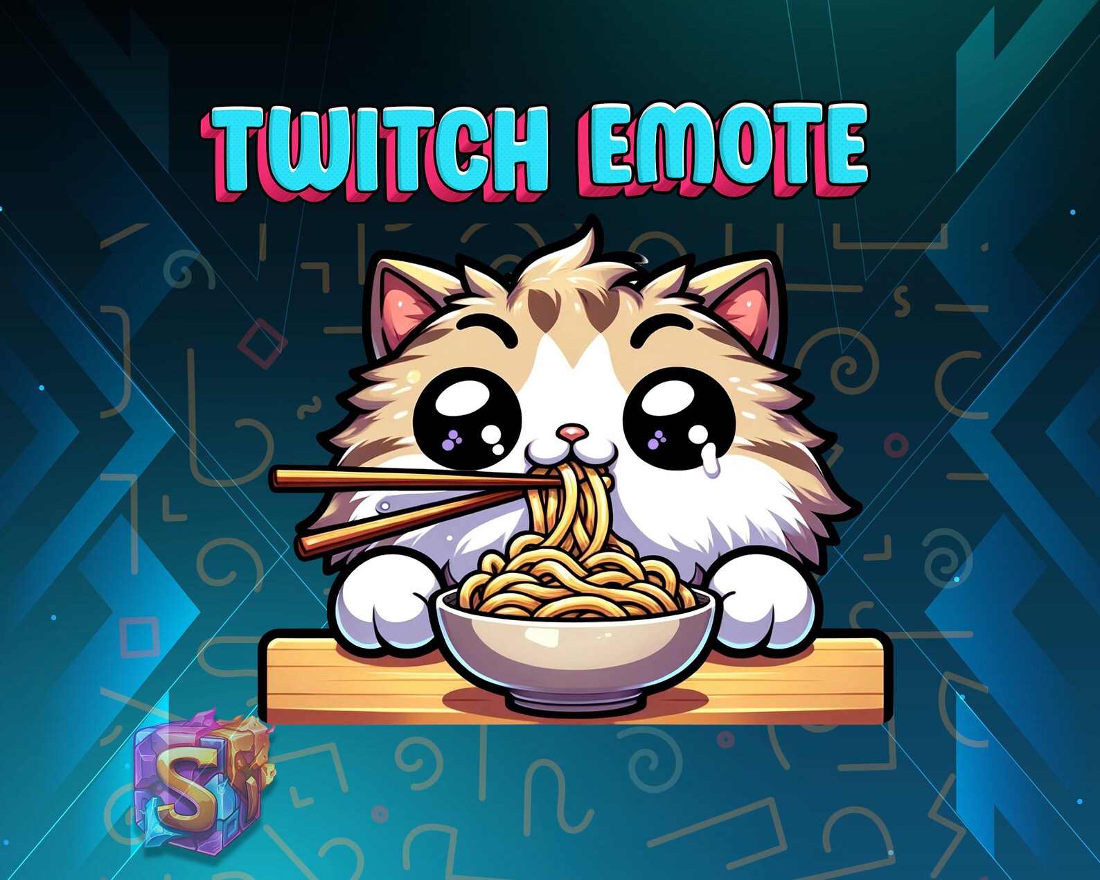 Noodle Cat Emote, Twitch Streamer Emote, Ready to Use, Animated Emote ...