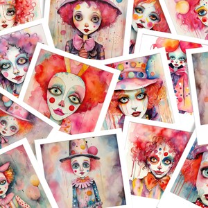 Watercolor Whimsical Clown Ephemera Pack PRINTABLE Circus Collage ...