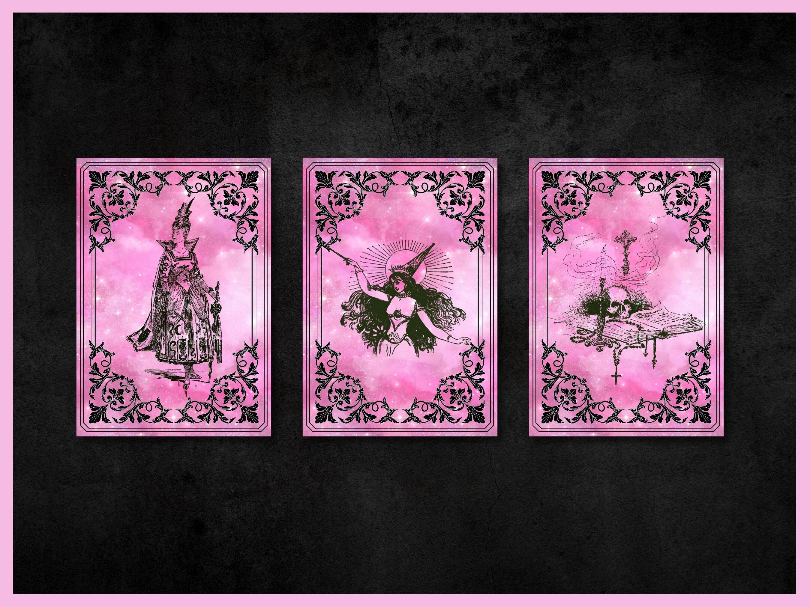 Pink Gothic Artist Trading Cards PRINTABLE Witch ATC Cards Occult Junk ...