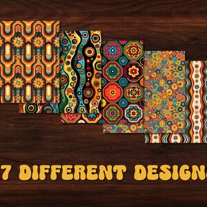 RETRO 70s Trippy Paper Pack 27 Sheets DIGITAL Scrapbook Pages Retro ...