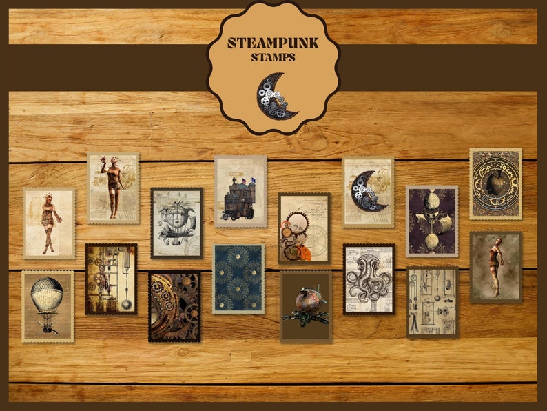 STEAMPUNK Junk Journal Stamps PRINTABLE Steampunk Collage Sheets ...