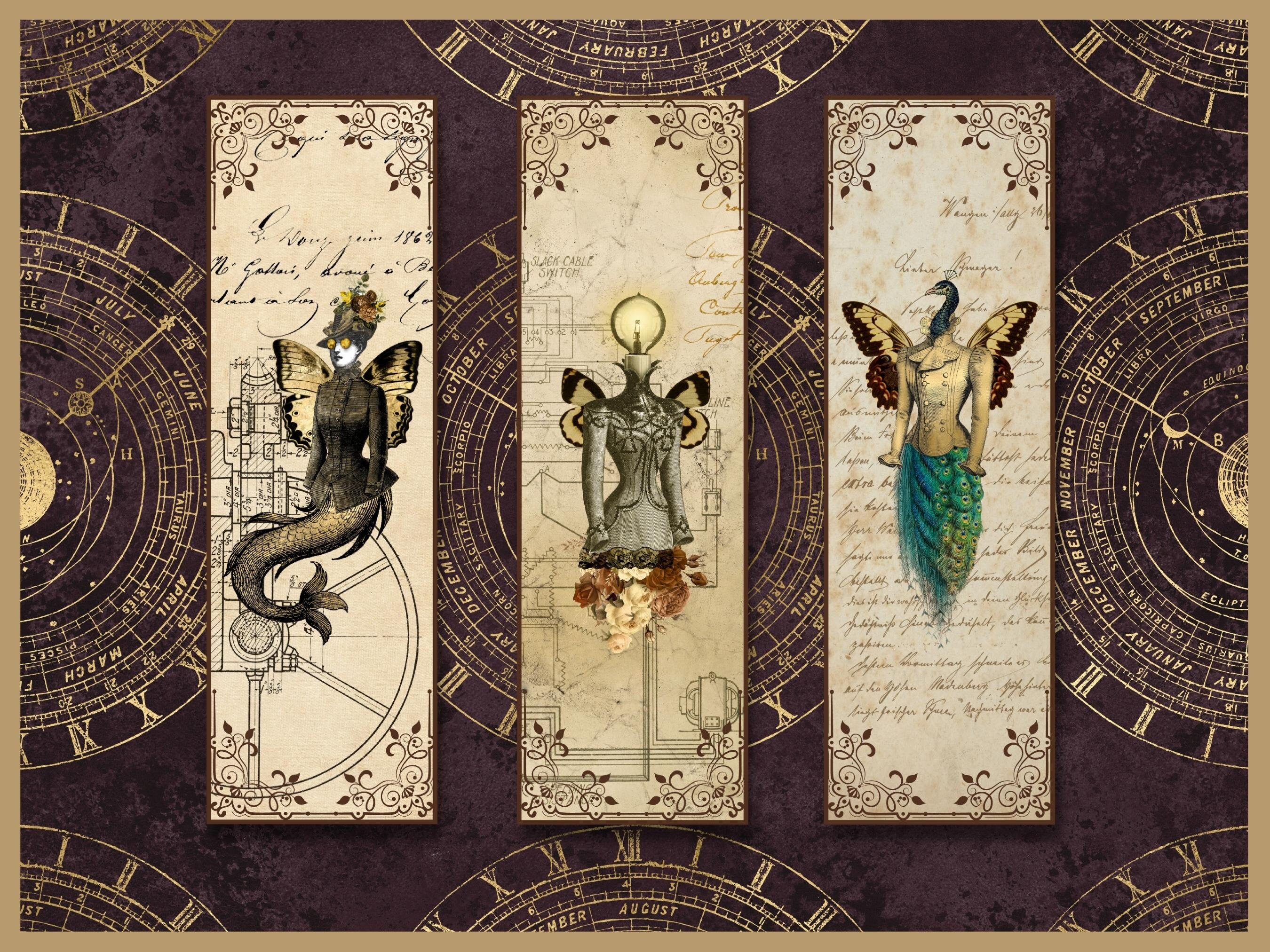 6 Steampunk Bookmarks PRINTABLE DIGITAL Bookmarks Steampunk - Etsy