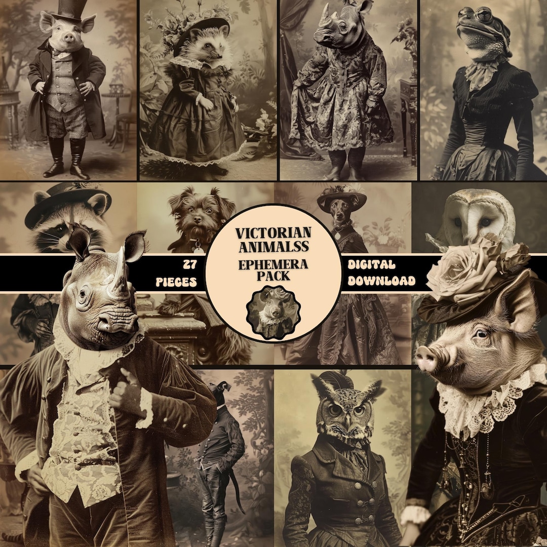 Victorian Animals Photo Pack PRINTABLE Vintage Junk Journal Ephemera ...