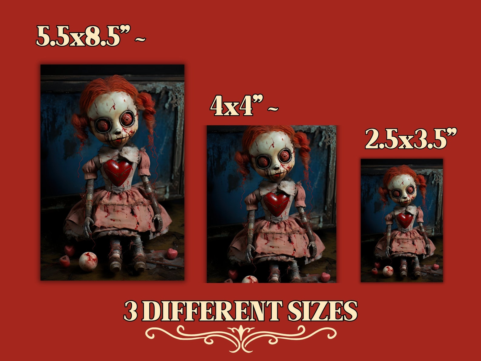 VALENTINE Creepy Haunted Dolls Ephemera Pack Creepy Junk Journal Pages ...