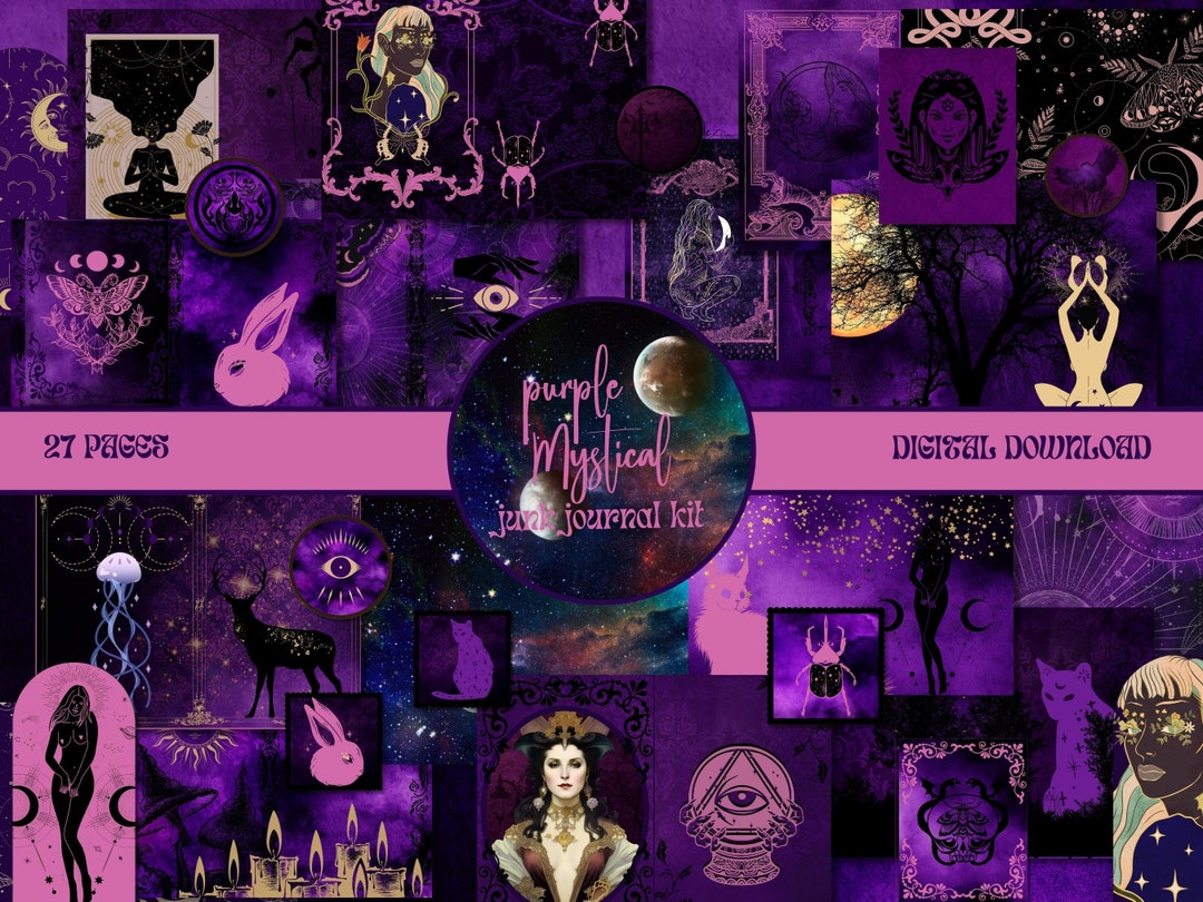 Purple Mystical Junk Journal Kit Gothic Ephemera Pack Witch Scrapbook ...