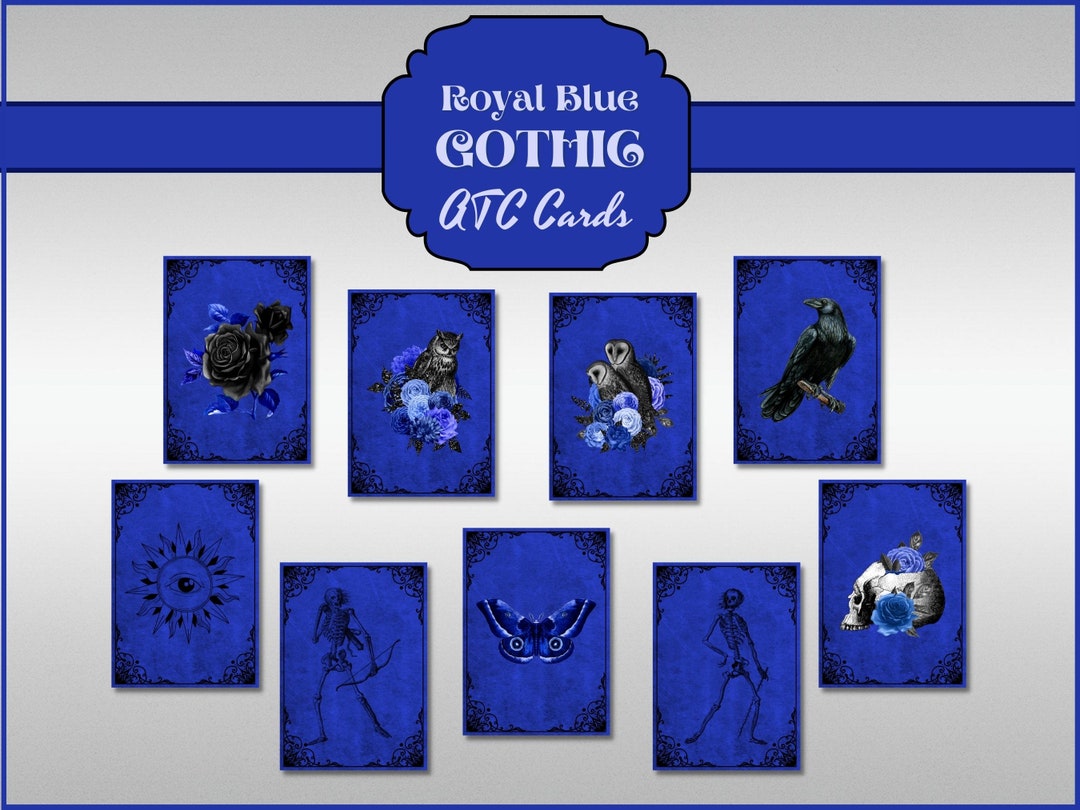 Royal Blue Gothic Artist Trading Cards Printable Horror Ephemera Goth ...