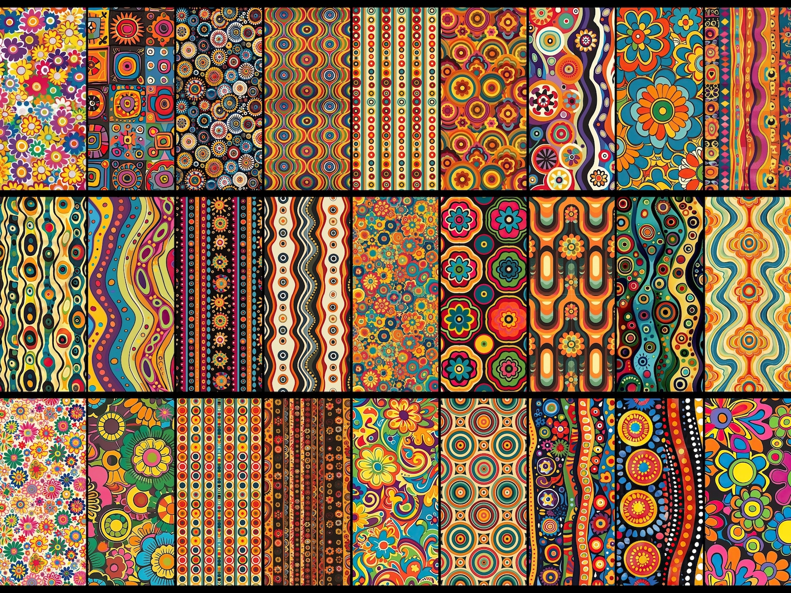 RETRO 70s Trippy Paper Pack 27 Sheets DIGITAL Scrapbook Pages Retro ...