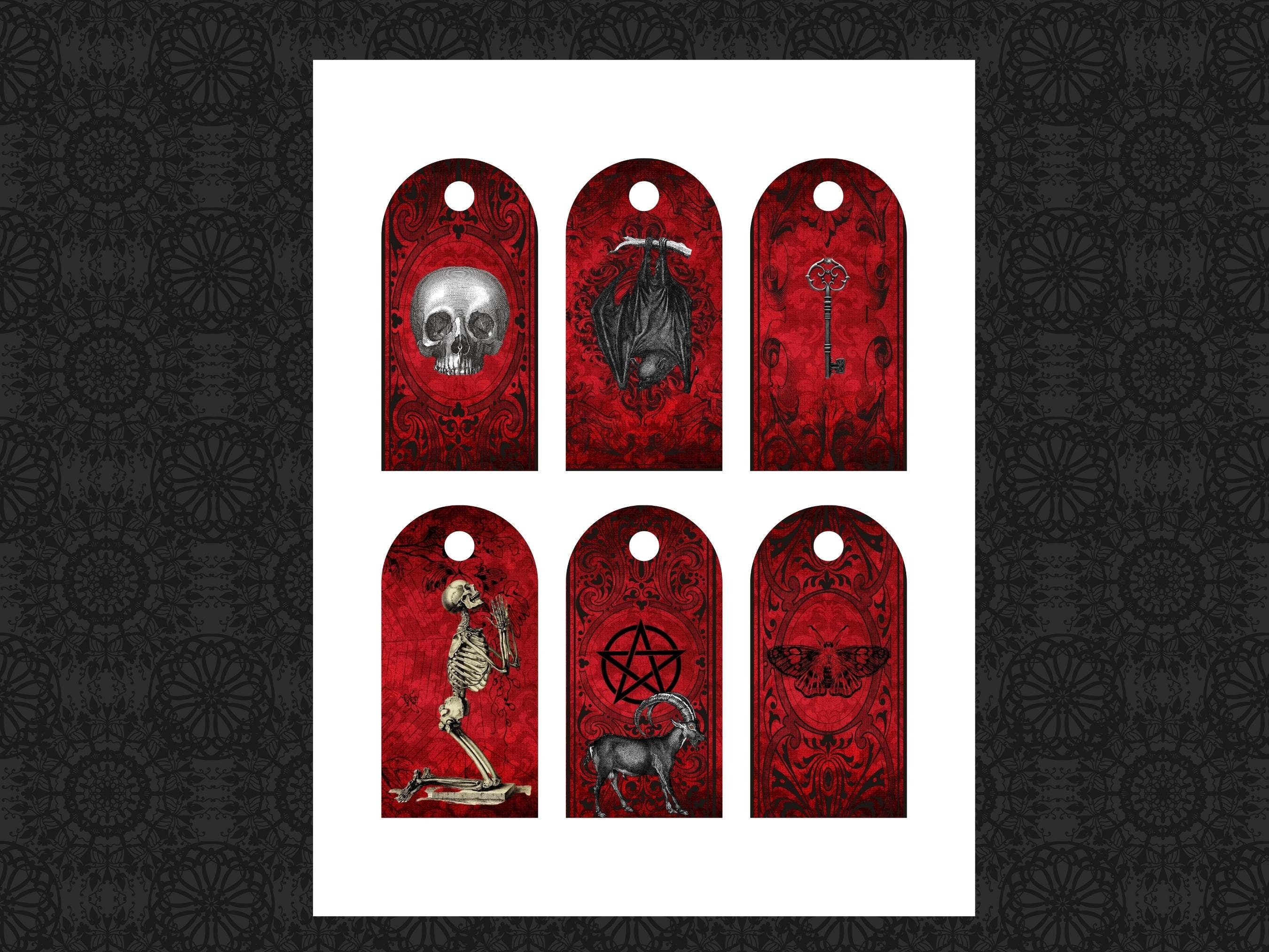 Crimson Red Gothic Junk Journal Tags DIGITAL Red Tags for Scrapbooking ...