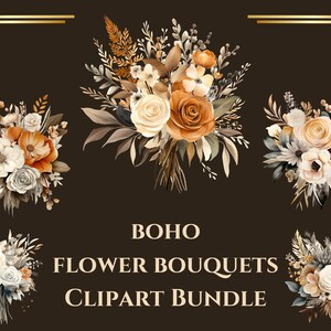 BOHO Flower Bouquets PNG Clipart Bundle Floral Images Flower PNG ...