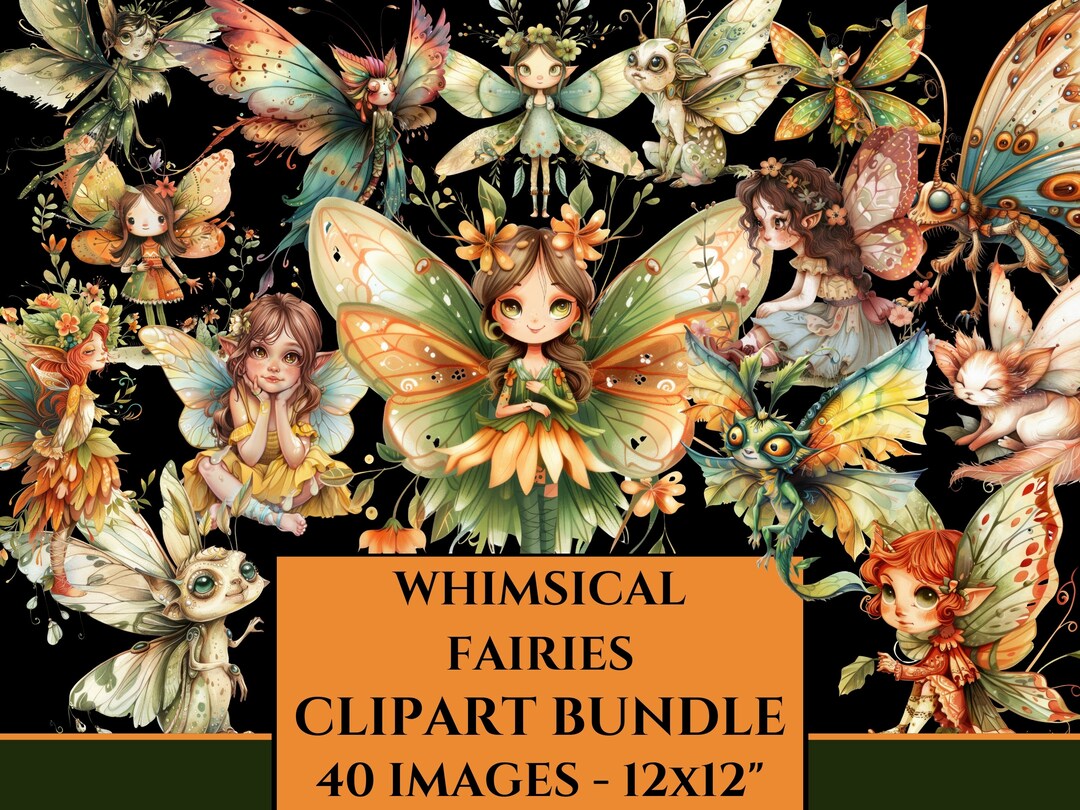 Whimsical Fairies PNG Clipart Bundle Enchanted Fairy Images Commercial ...