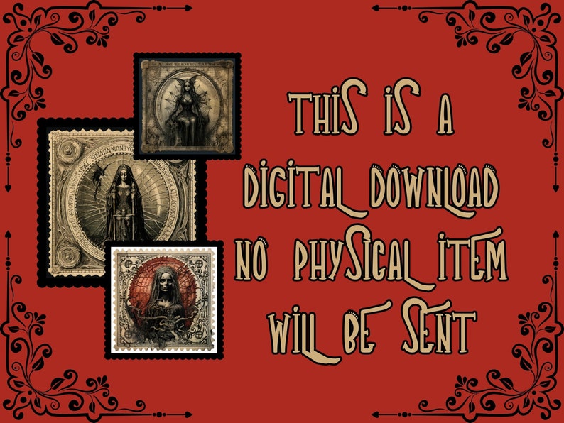 Macabre Gothic Stamp Pack Eerie PRINTABLE Ephemera Kit Gothic ...