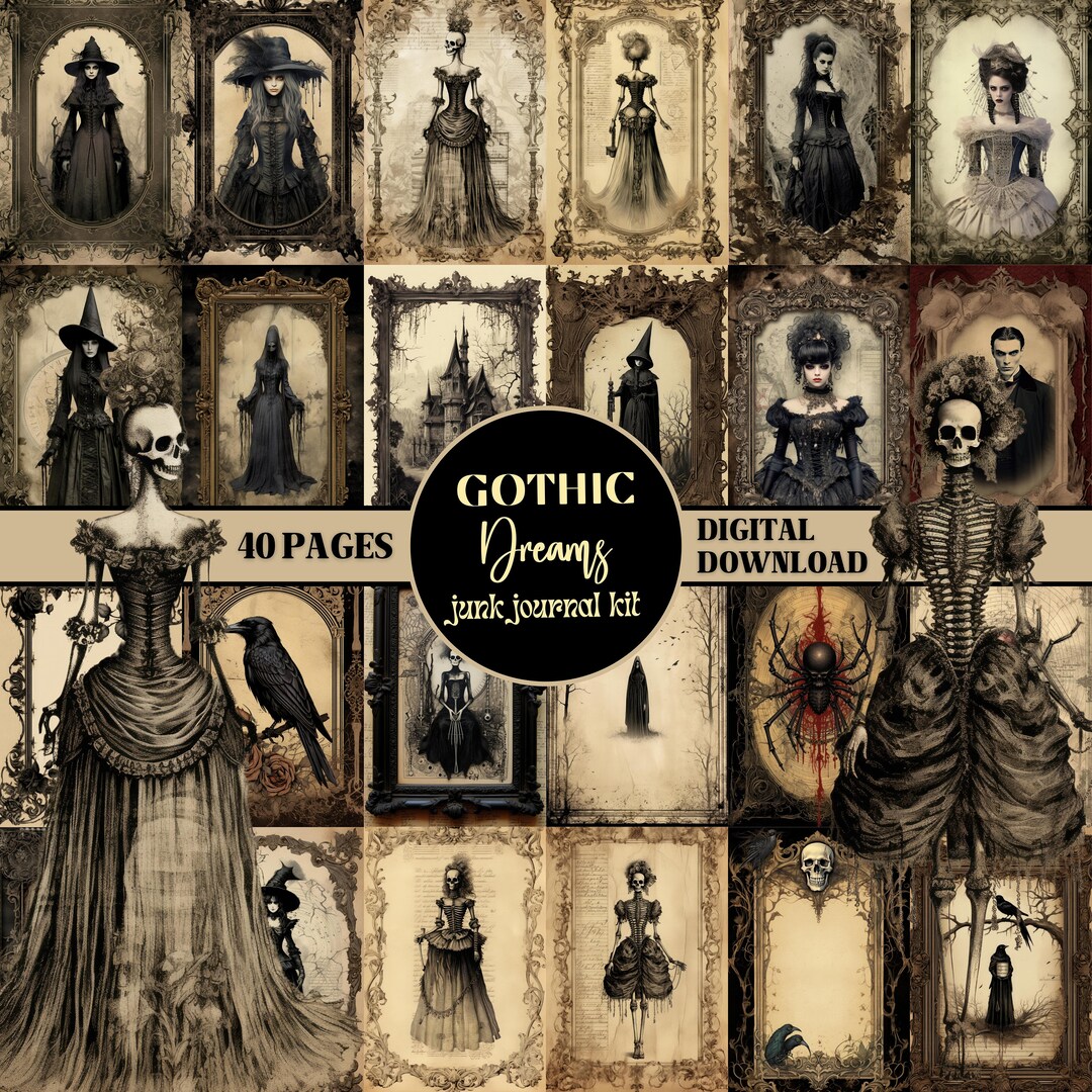 Gothic Dreams Junk Journal Kit Printable Witchy Ephemera Creepy ...
