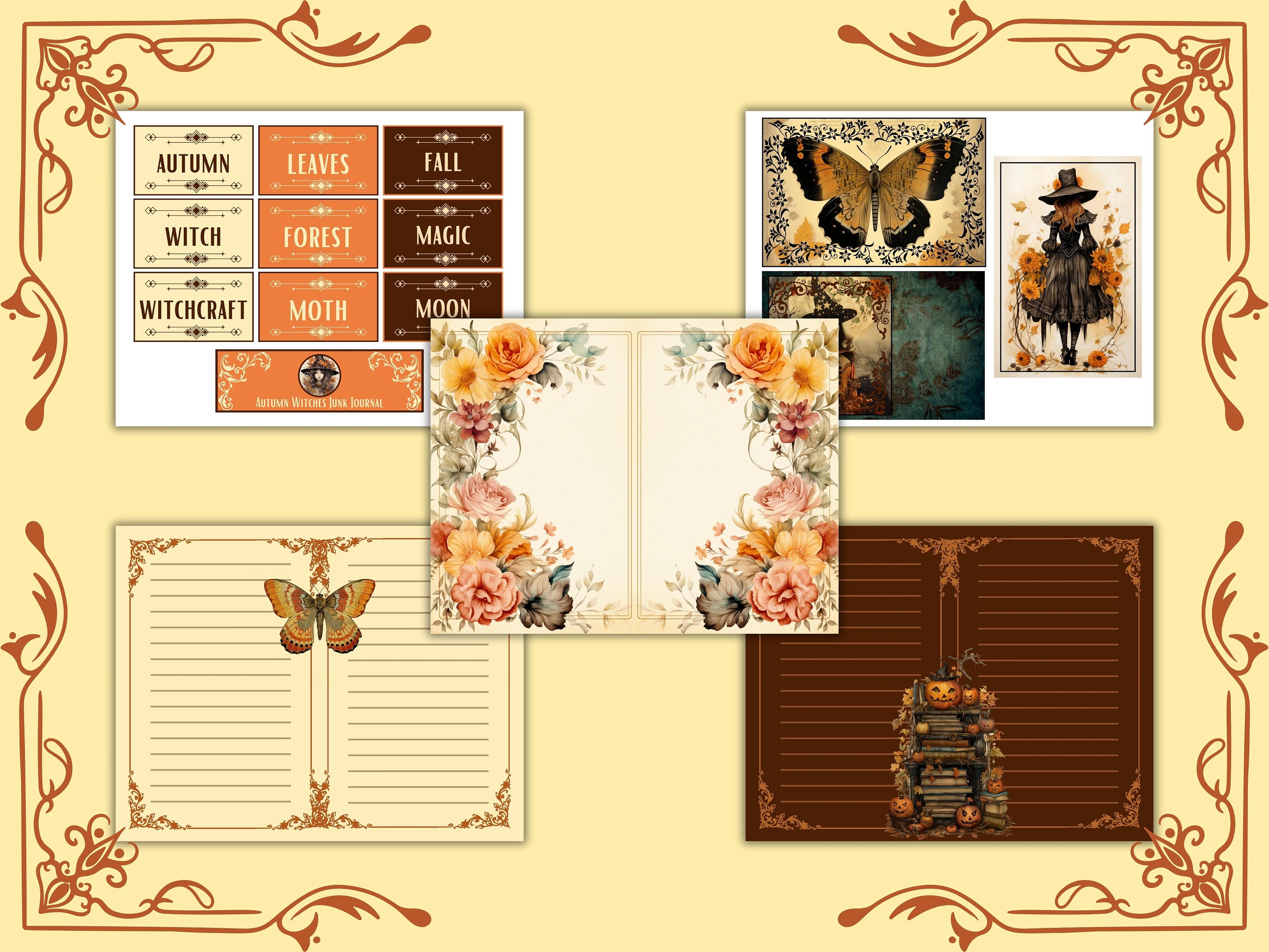Autumn Witches Junk Journal Kit PRINTABLE Wiccan Ephemera Witchy ...