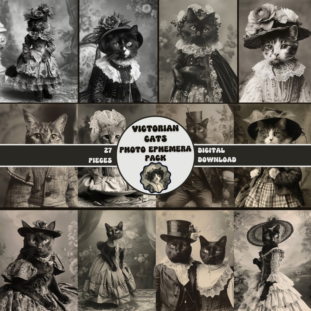 Victorian Cats Photo Pack PRINTABLE Vintage Junk Journal Ephemera ...