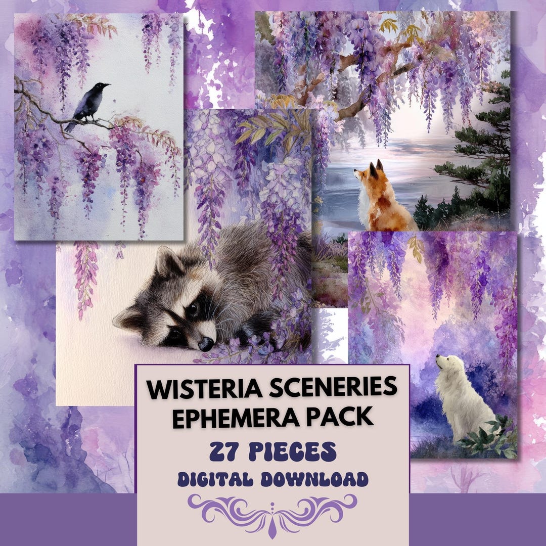 Wisteria Ephemera Pack DIGITAL, Animals Under Wisteria Sceneries ...