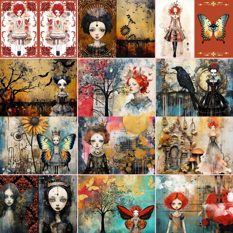 Whimsigoth Dreams Mixed Media Junk Journal Pages Whimsical Halloween ...