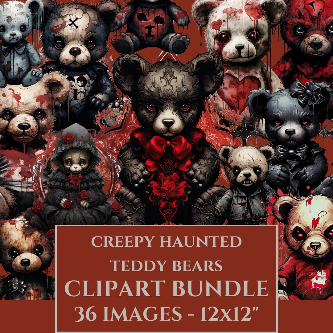 Creepy Teddy Bears PNG Clipart Bundle Creepy Images Eerie Teddy Bears ...
