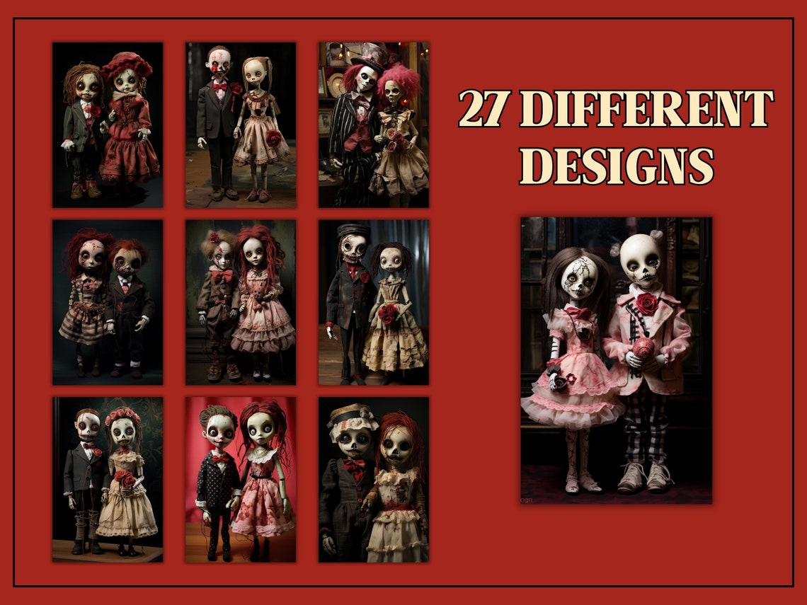 VALENTINE Creepy Haunted Dolls Ephemera Pack Creepy Junk Journal Pages ...