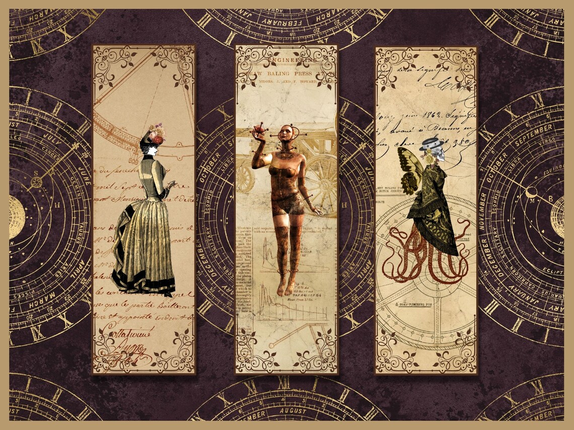 6 Steampunk Bookmarks PRINTABLE DIGITAL Bookmarks Steampunk - Etsy