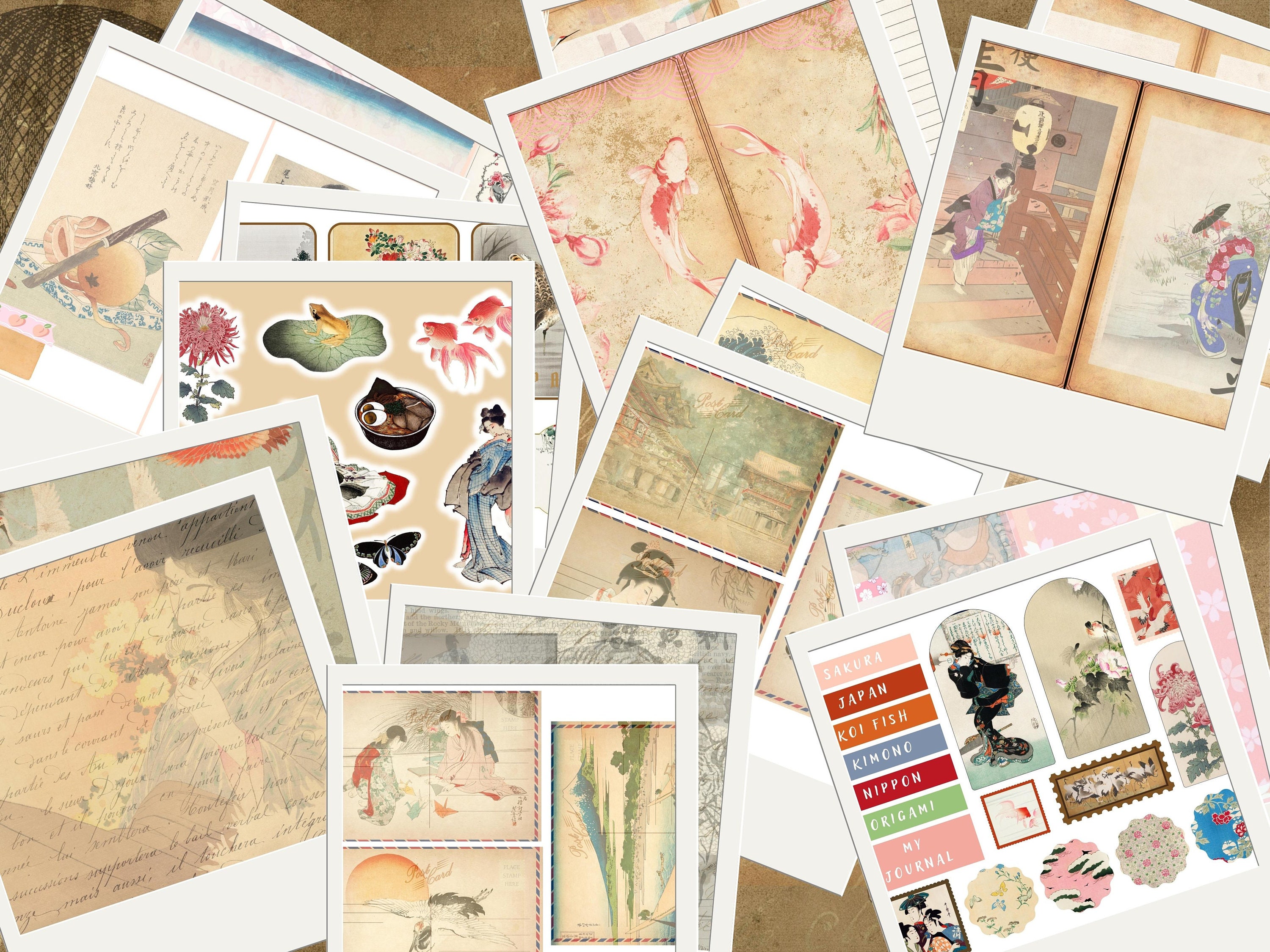Vintage Japanese Junk Journal Kit DIGITAL Japanese Woodblock - Etsy
