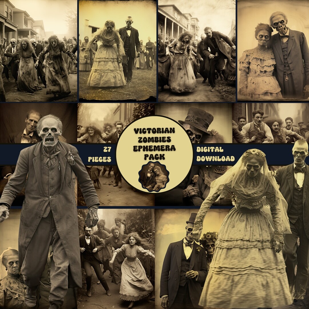 Victorian Zombies Spooky Ephemera PRINTABLE Vintage Oddities Photo Pack Eerie Junk Journal Kit ...