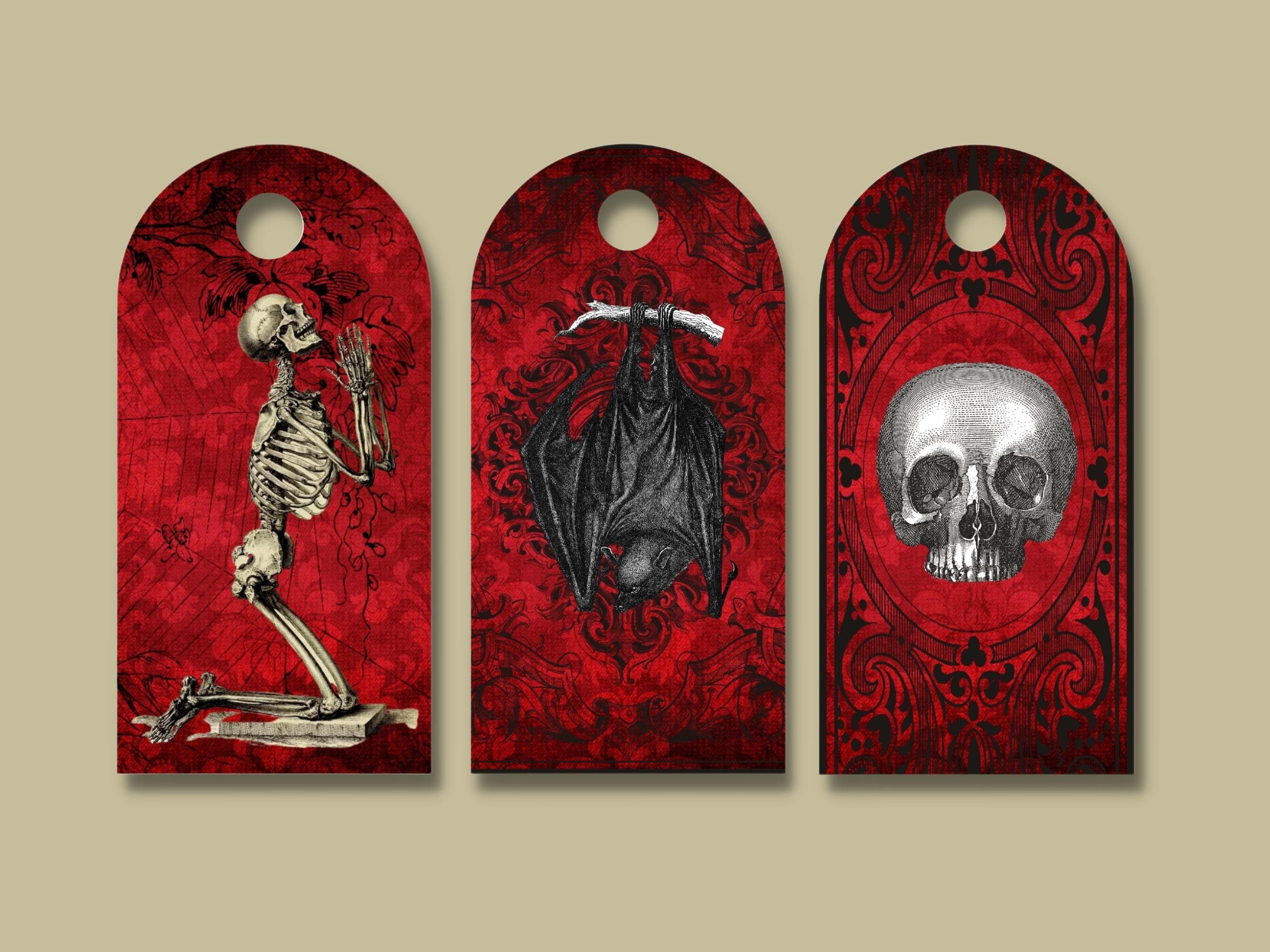 Crimson Red Gothic Junk Journal Tags DIGITAL Red Tags for Scrapbooking ...