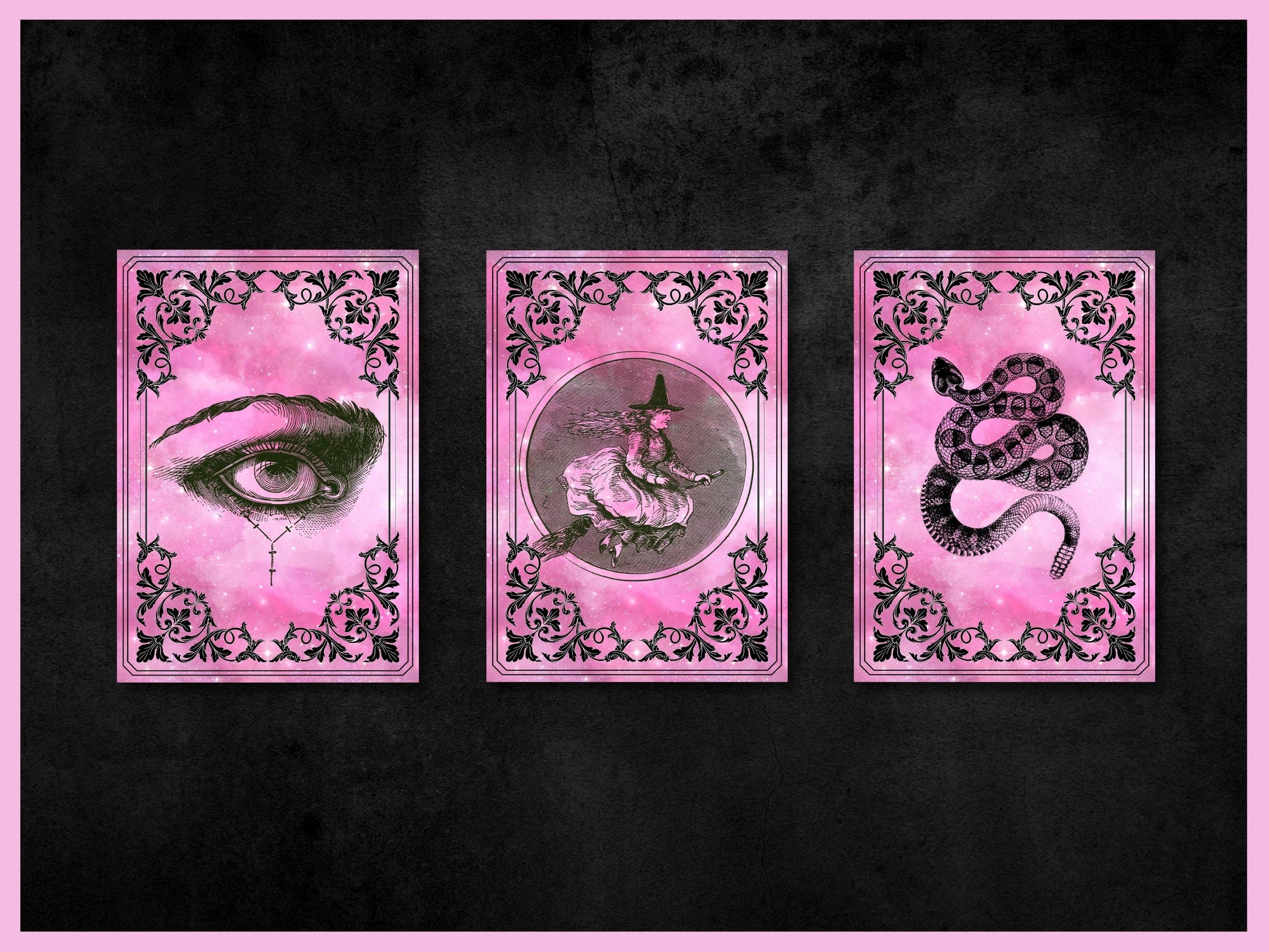 Pink Gothic Artist Trading Cards PRINTABLE Witch ATC Cards Occult Junk ...