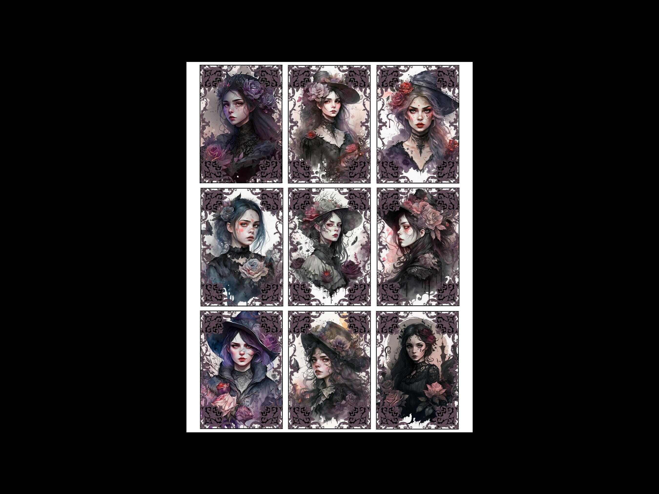 Gothic Witches Artist Trading Cards DIGITAL Gothic Ephemera Witch Cards ...