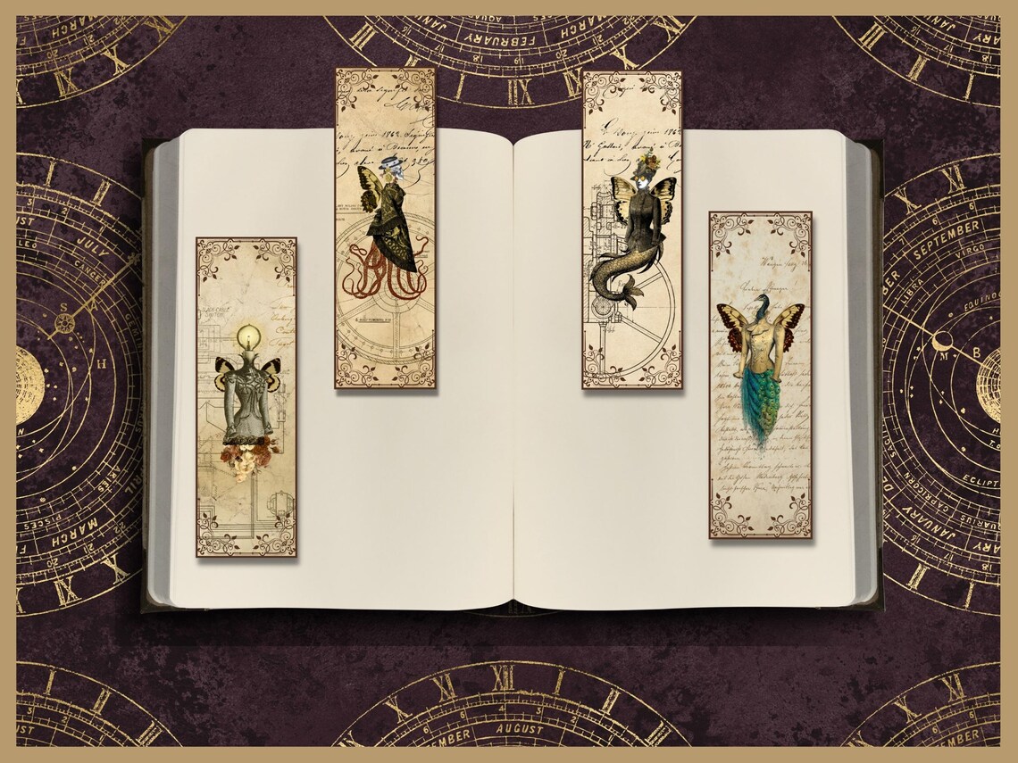 6 Steampunk Bookmarks PRINTABLE DIGITAL Bookmarks Steampunk - Etsy