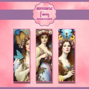 6 Fairy Bookmarks Printable , Fairies Bookmark Set, DIGITAL Bookmark ...