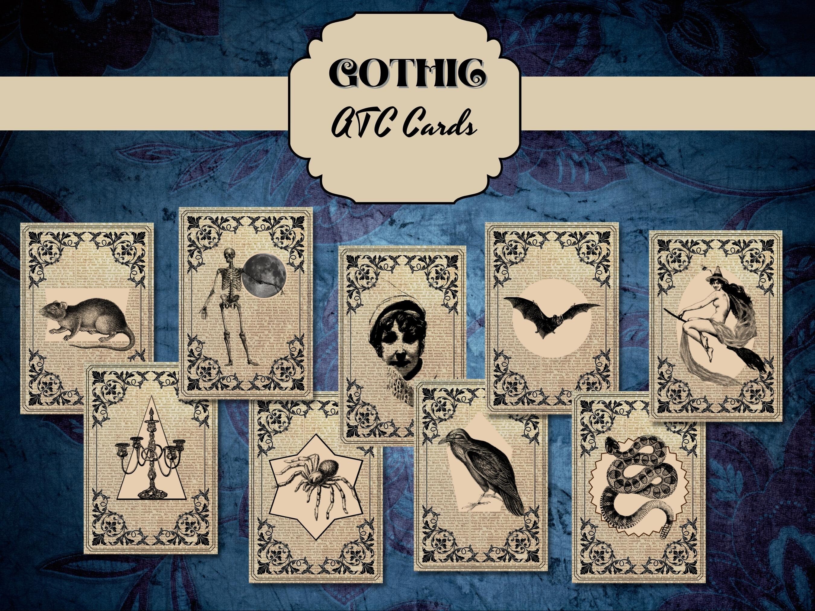 GOTHIC Printable Artist Trading Cards Witch Ephemera Pack - Etsy