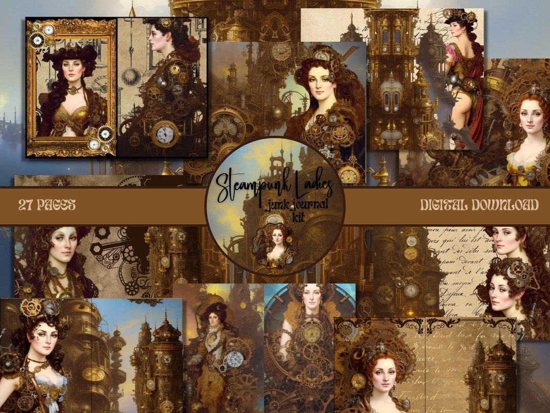 Steampunk Ladies Junk Journal Kit PRINTABLE Steampunk Ephemera Pack ...