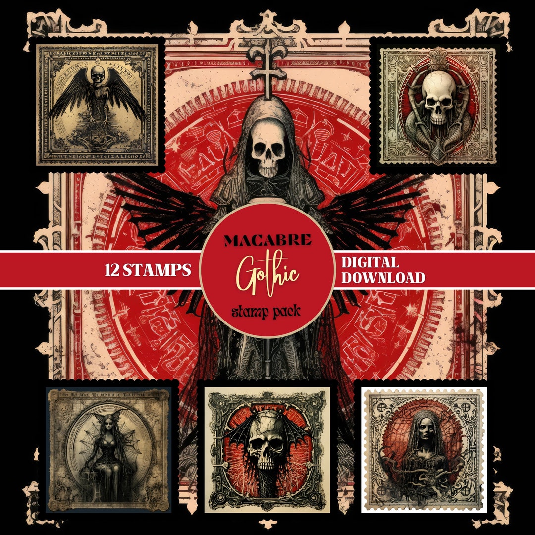 Macabre Gothic Stamp Pack Eerie PRINTABLE Ephemera Kit Gothic ...