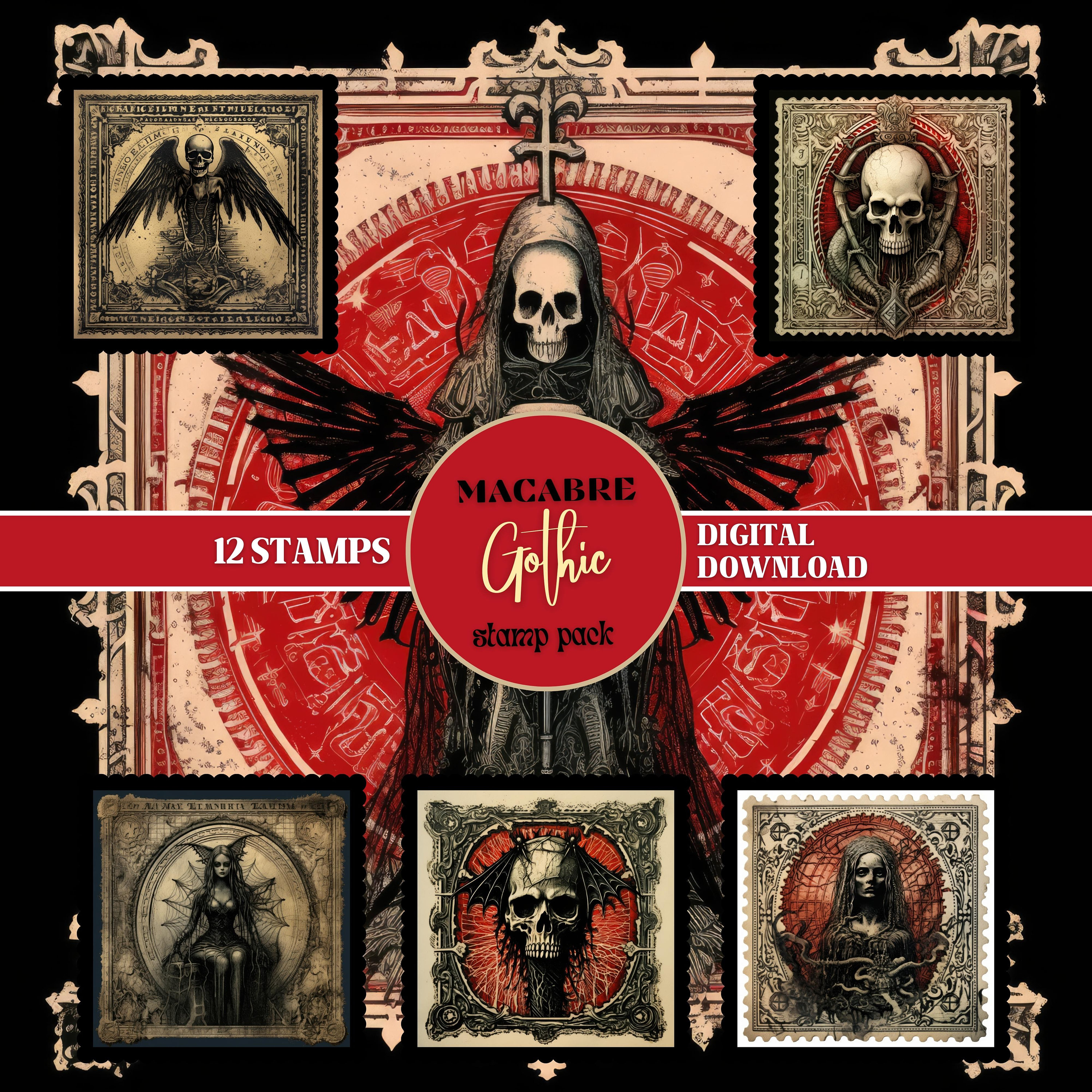 Macabre Gothic Stamp Pack Eerie PRINTABLE Ephemera Kit Gothic ...