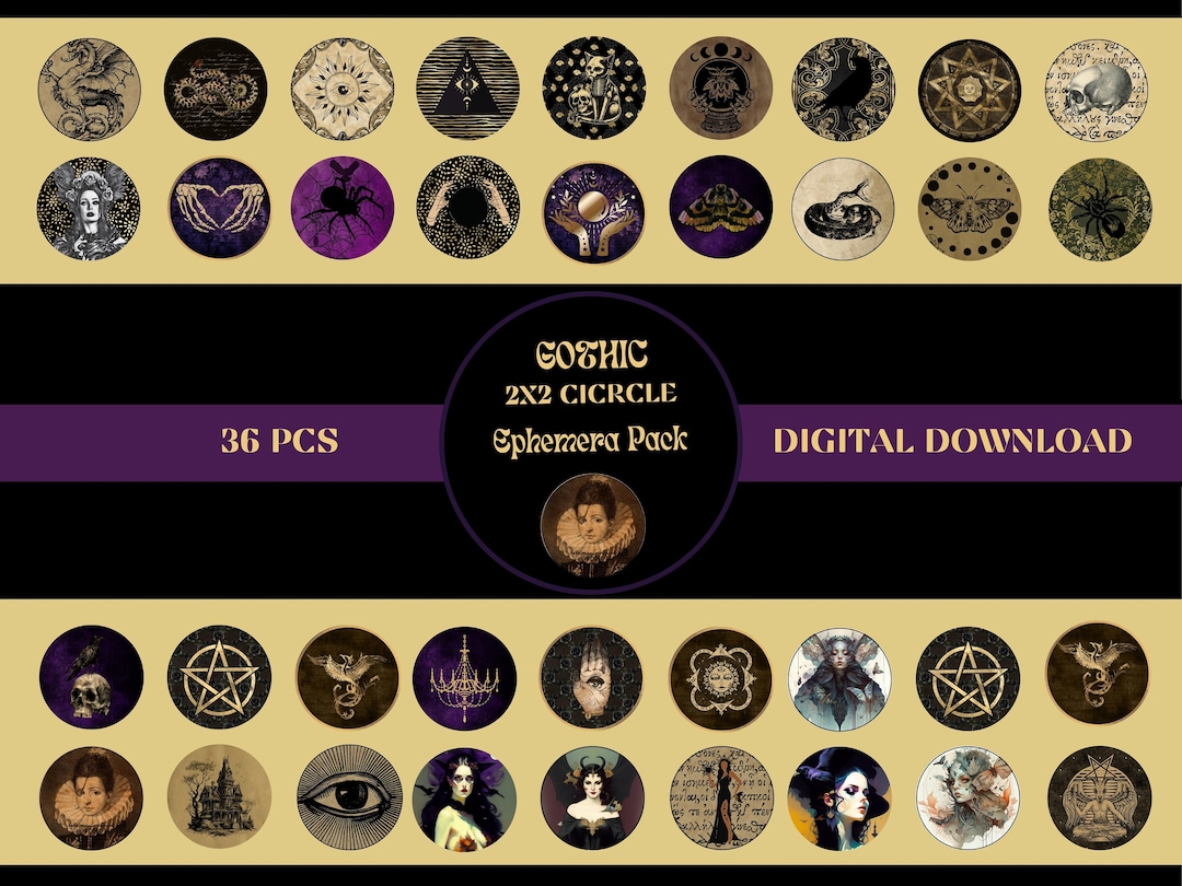 Gothic Witchy Spooky 2 Inch Circle for Pendants Magnets Bezel Trays ...