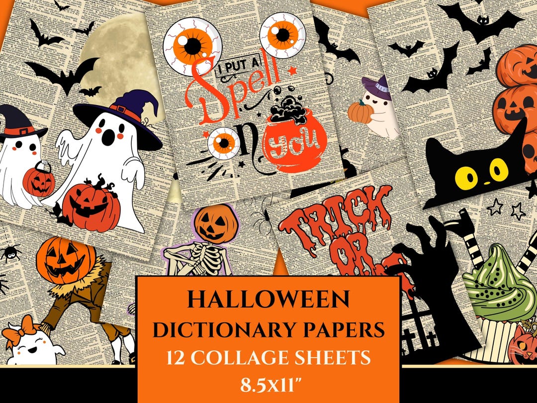 Halloween Dictionary Collage Sheets PRINTABLE Cute& Spooky Halloween ...