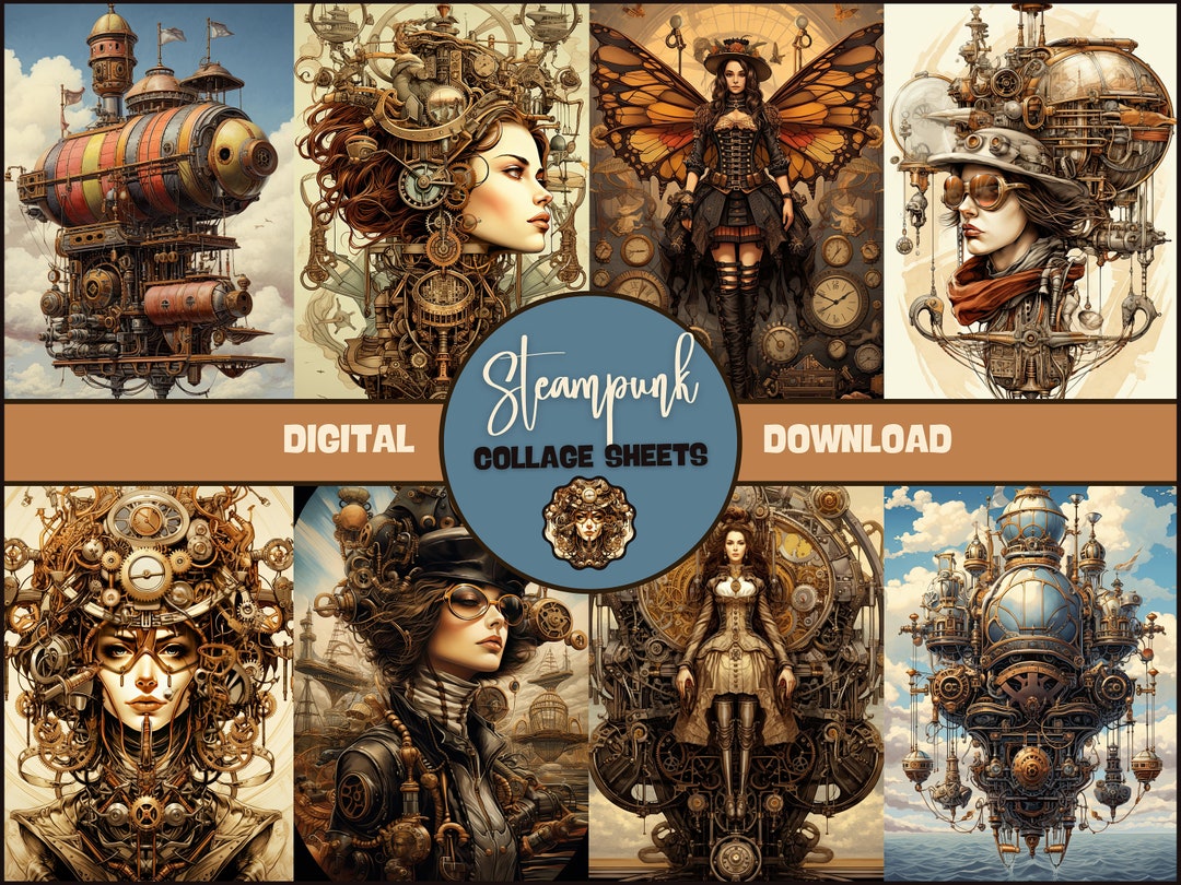 STEAMPUNK Collage Sheets DIGITAL Steampunk Ephemera Pack Steampunk Junk ...