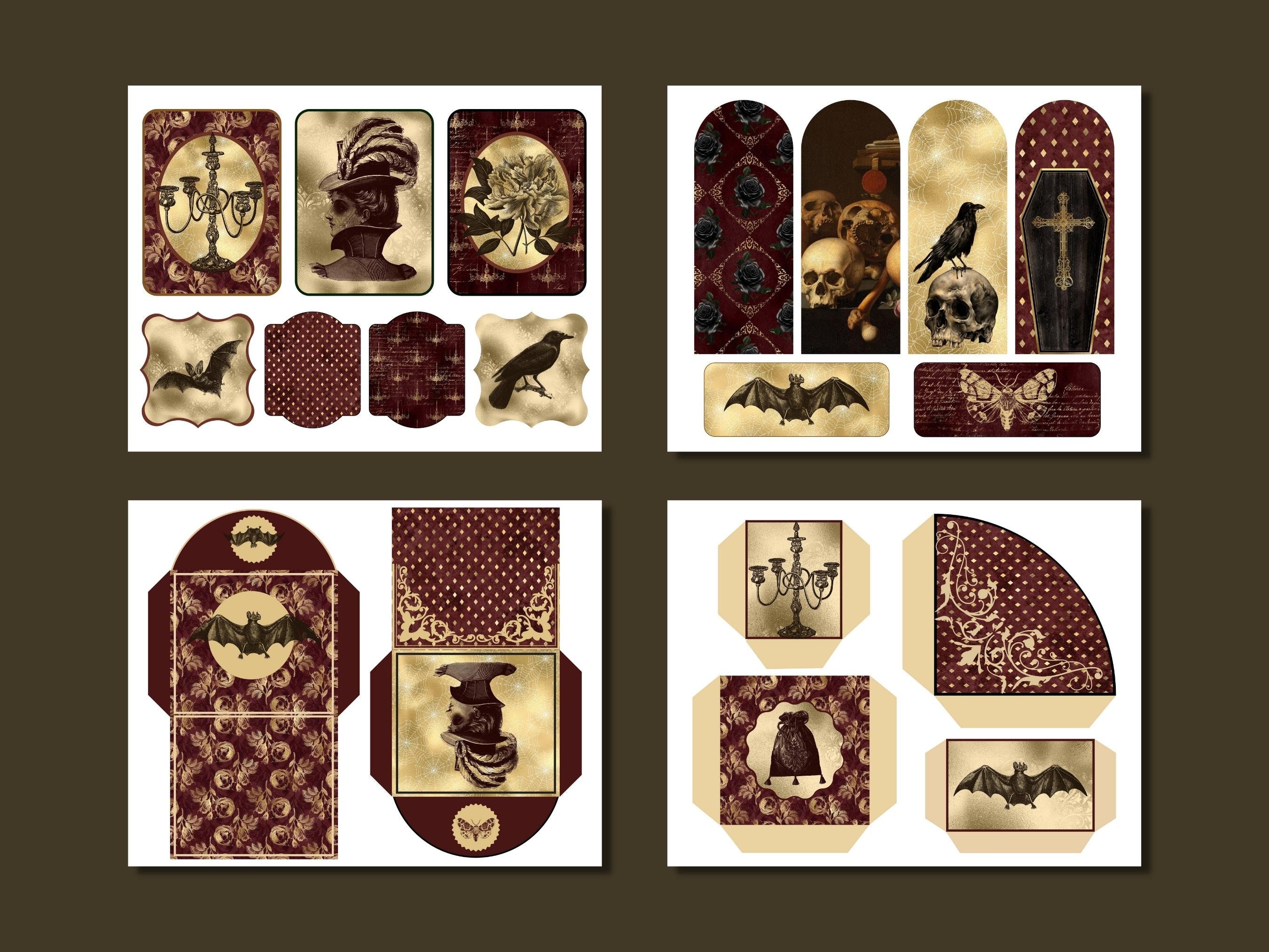 Red&gold Gothic Junk Journal Kit PRINTABLE Witch Ephemera Book - Etsy