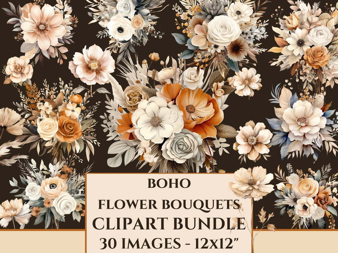 BOHO Flower Bouquets PNG Clipart Bundle Floral Images Flower PNG ...